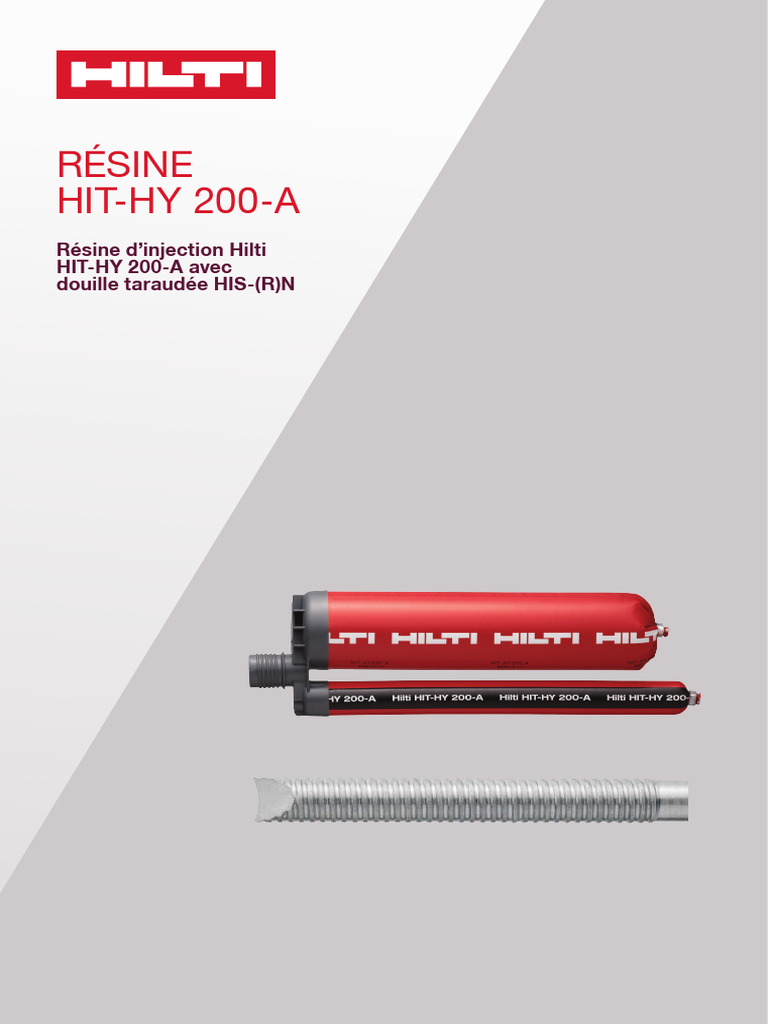 Fiche Technique de La Resine Dinjection HIT HY 200 A Avec Douille HIS ...