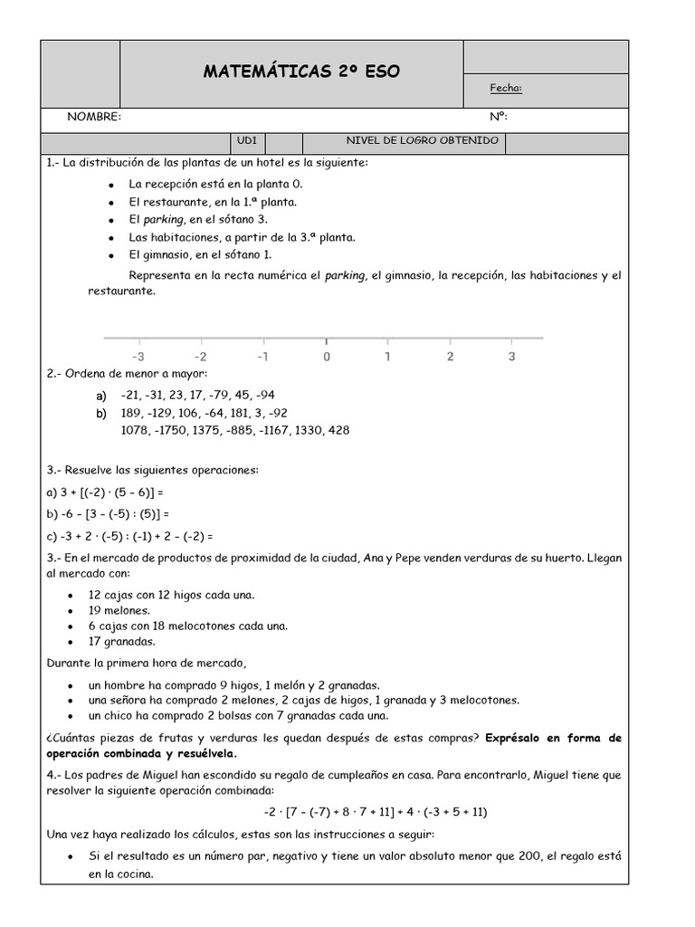 Ejercicios de Matemáticas 2º ESO | PDF | Ecuaciones | Pendiente