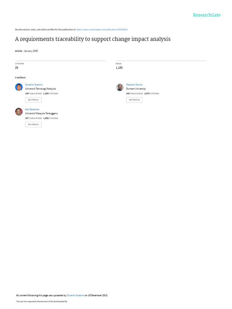 A Requirements Traceability To Support Change Impa | PDF | Class (Computer Programming) | Method ...