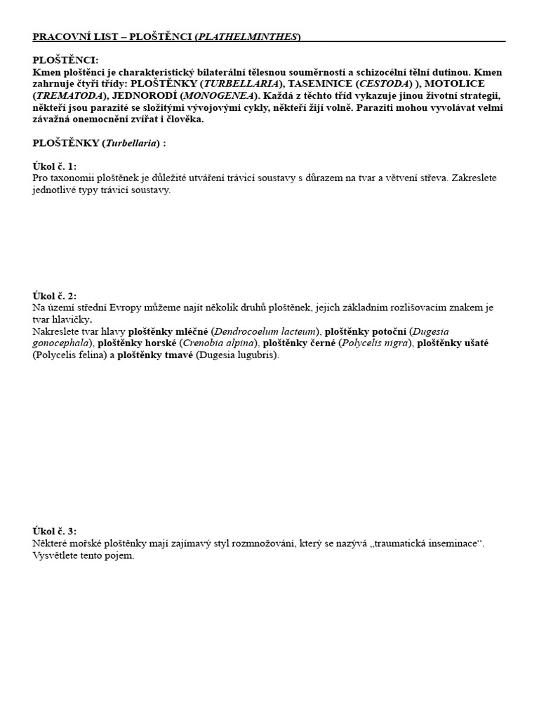 Pracovni List Plostenci J | PDF