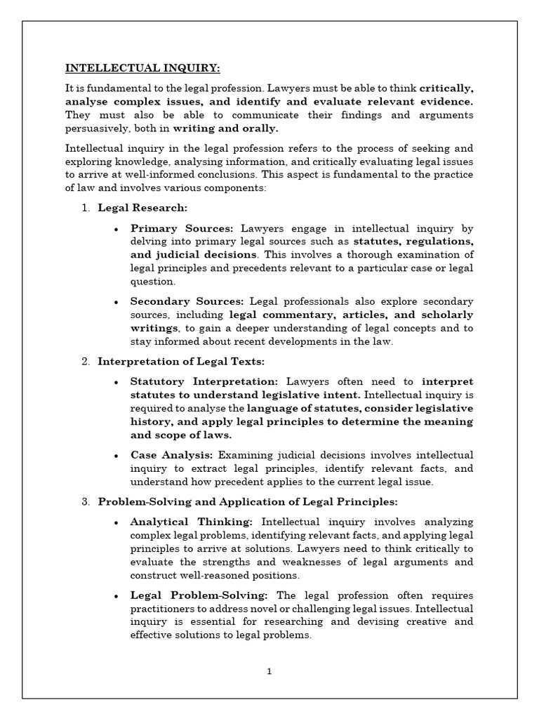 Essential Intellectual Inquiry in Law | PDF | Critical Thinking | Lawyer