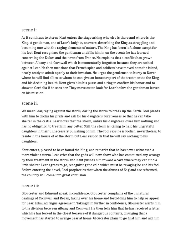 Lear Summary | Download Free PDF | King Lear