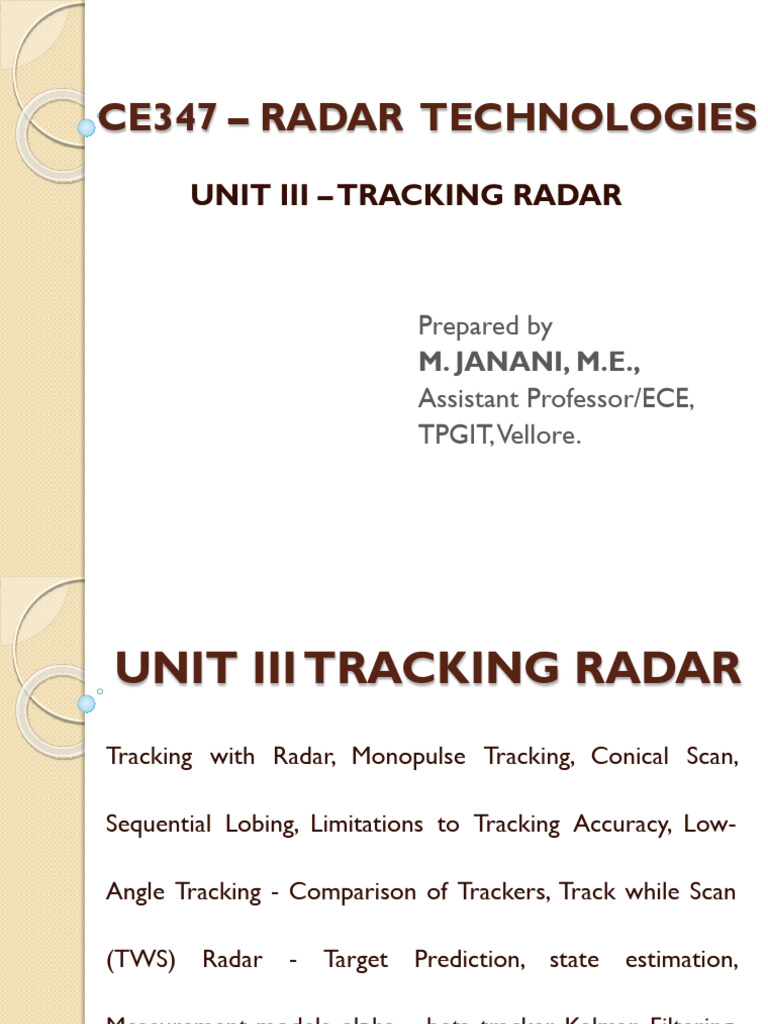 Unit III Tracking Radar | PDF | Radar | Phase (Waves)