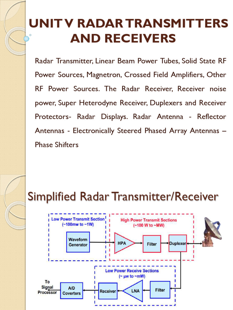 Unit V Radar Transmitters and Receivers 14.11.23 | PDF | Vacuum Tube ...