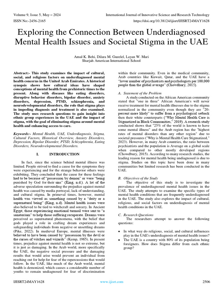 Exploring the Connection Between Underdiagnosed Mental Health Issues and Societal Stigma in the ...