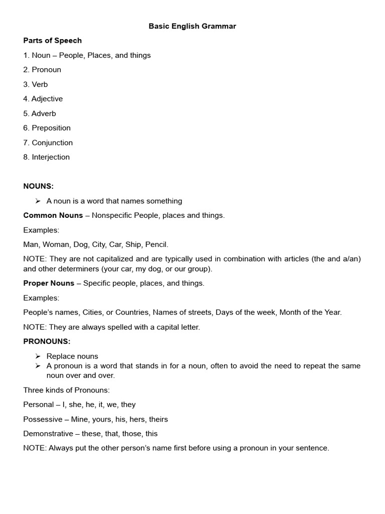 Basic English Grammar | PDF | Verb | English Grammar