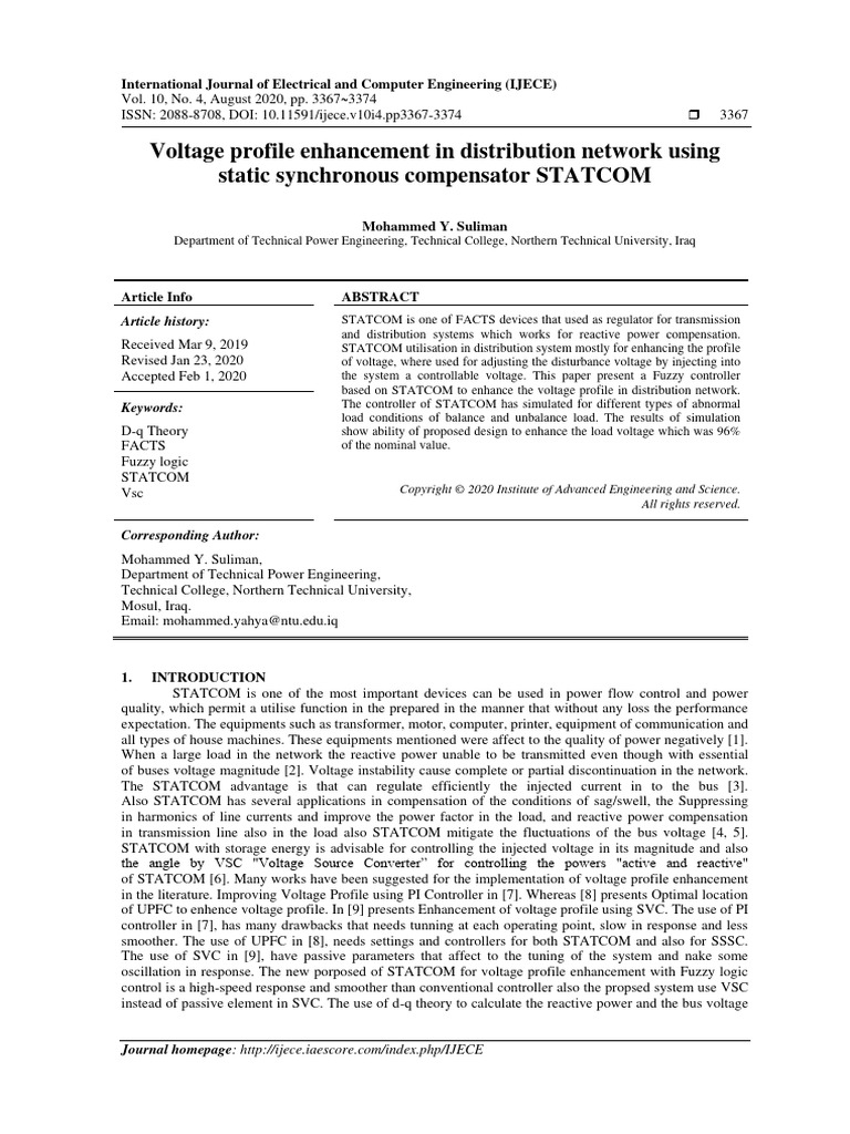 Voltage Profile Enhancement in Distribut | PDF | Ac Power | Electricity