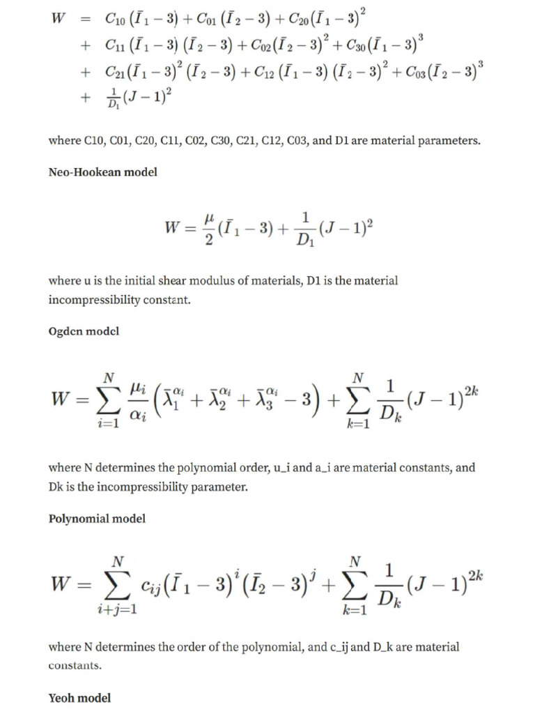 Hyperelastic Material Models and Curve Fitting03 | PDF