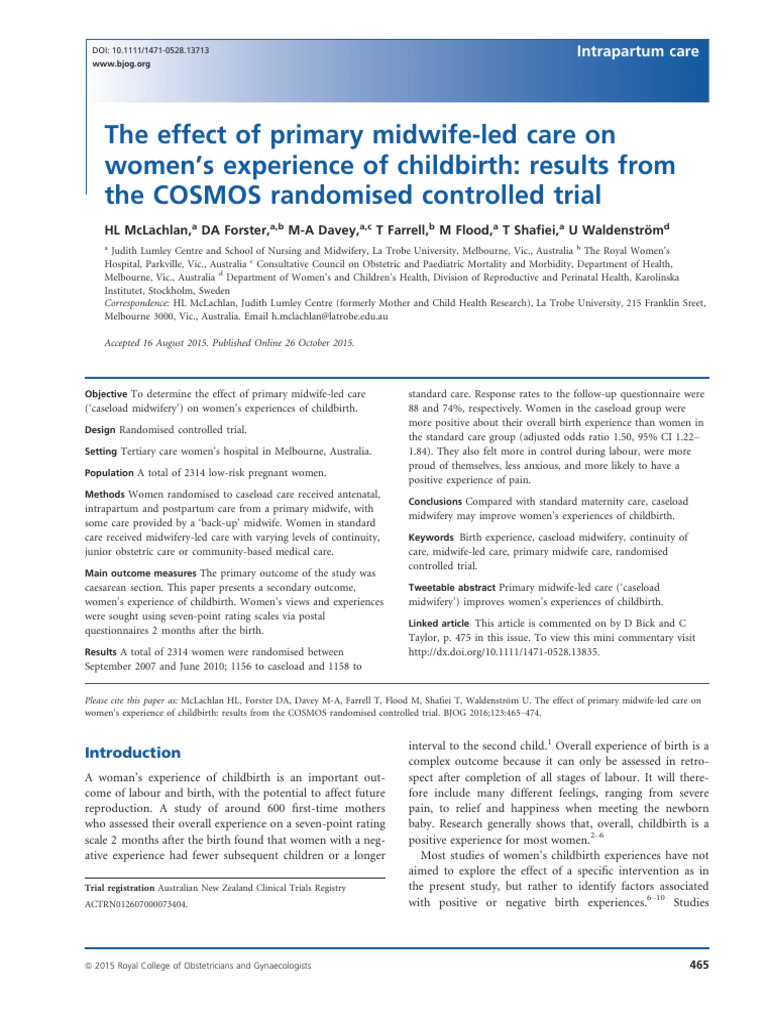 010 The Effect of Primary | PDF | Midwife | Childbirth