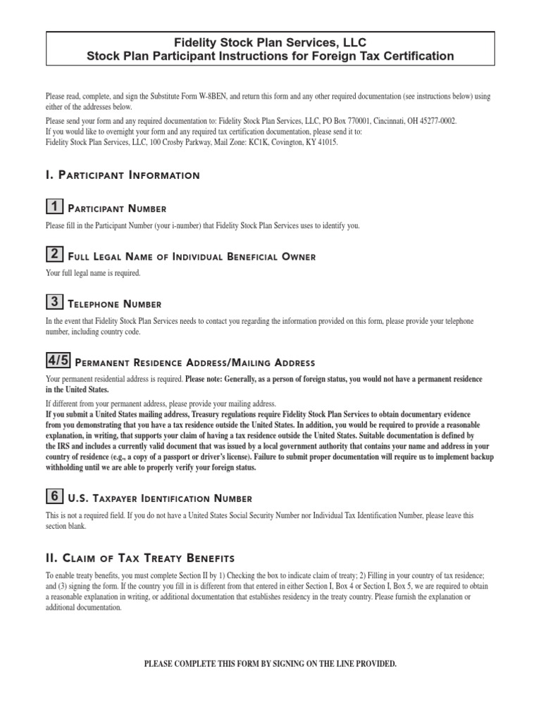 Instructions for Completing Foreign Tax Certification and Treaty ...