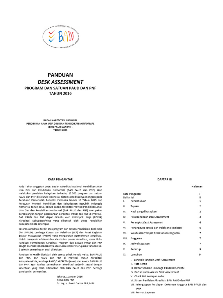 03.panduan Desk Assessment (Rev.1.1) | PDF