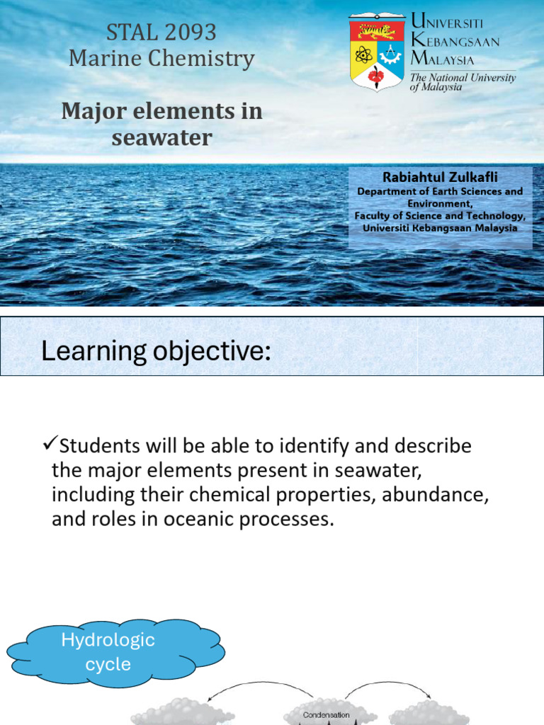 Major Elements in Seawater Chemistry | PDF | Salinity | Seawater