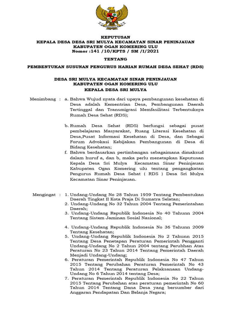 No 10 SK-RDS SRI MULYA | PDF | Ilmu Sosial | Kesehatan Holistik