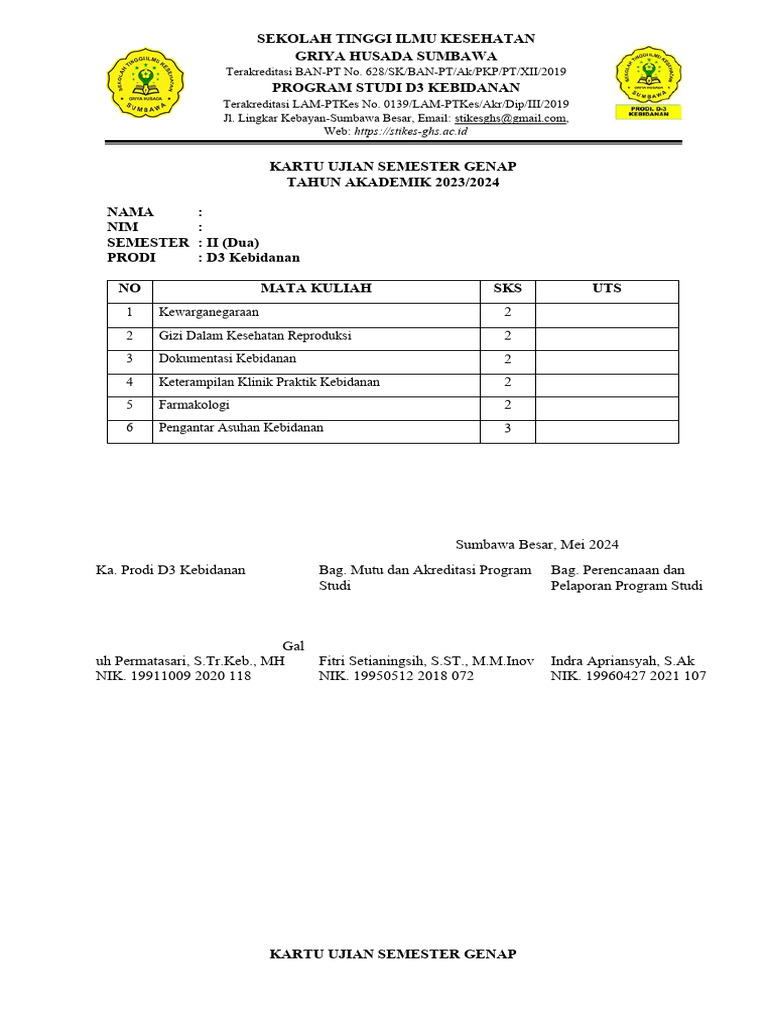 Kartu Ujian | PDF | Pengembangan Diri | Kesehatan Holistik