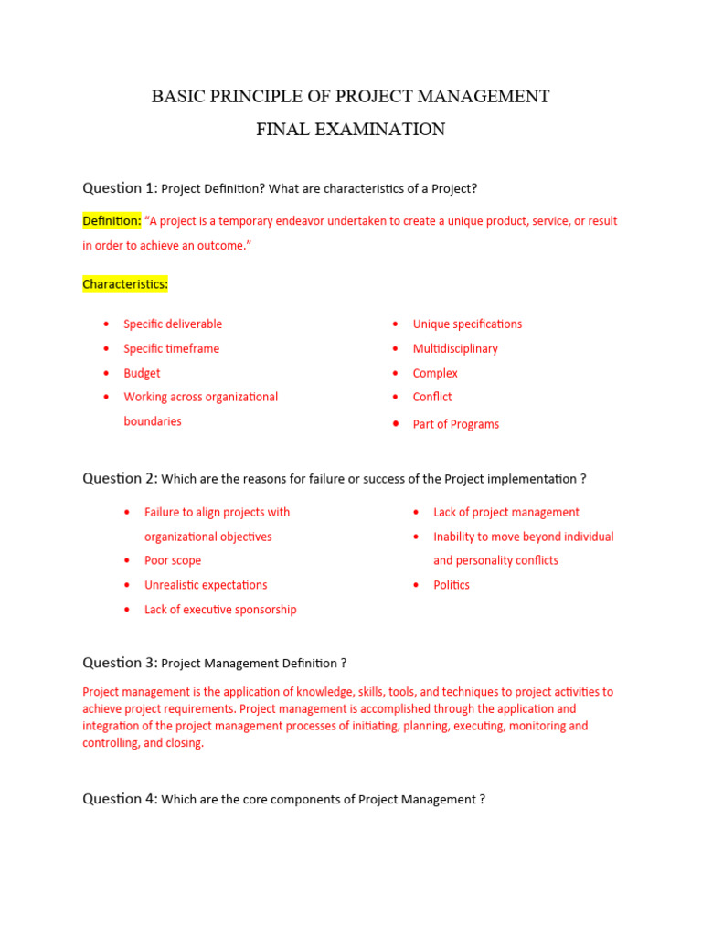 Basic Principle of Project Management | PDF | Project Management ...