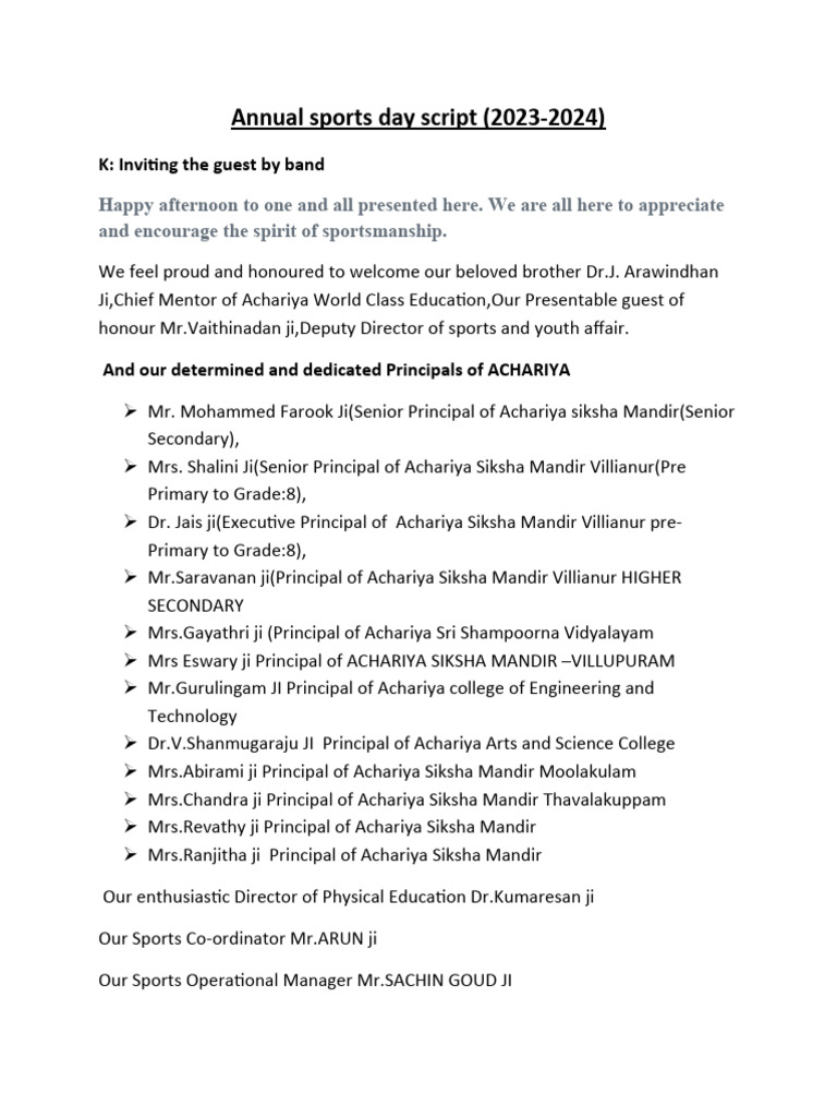 Sports Day Compering Lines | PDF