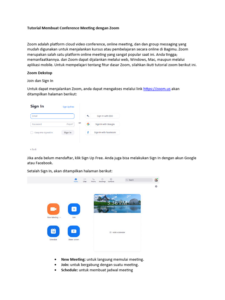 Tutorial Zoom: Meeting & Jadwal | PDF