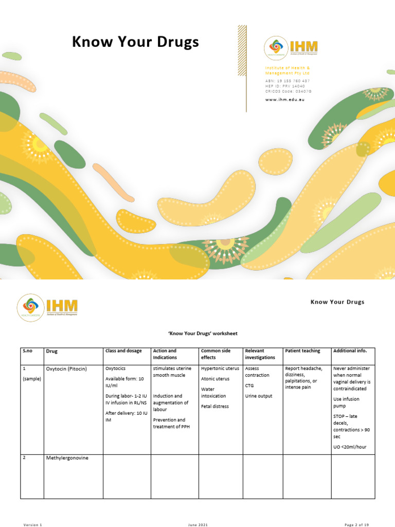 Know your drug | PDF | Childbirth | Human Pregnancy