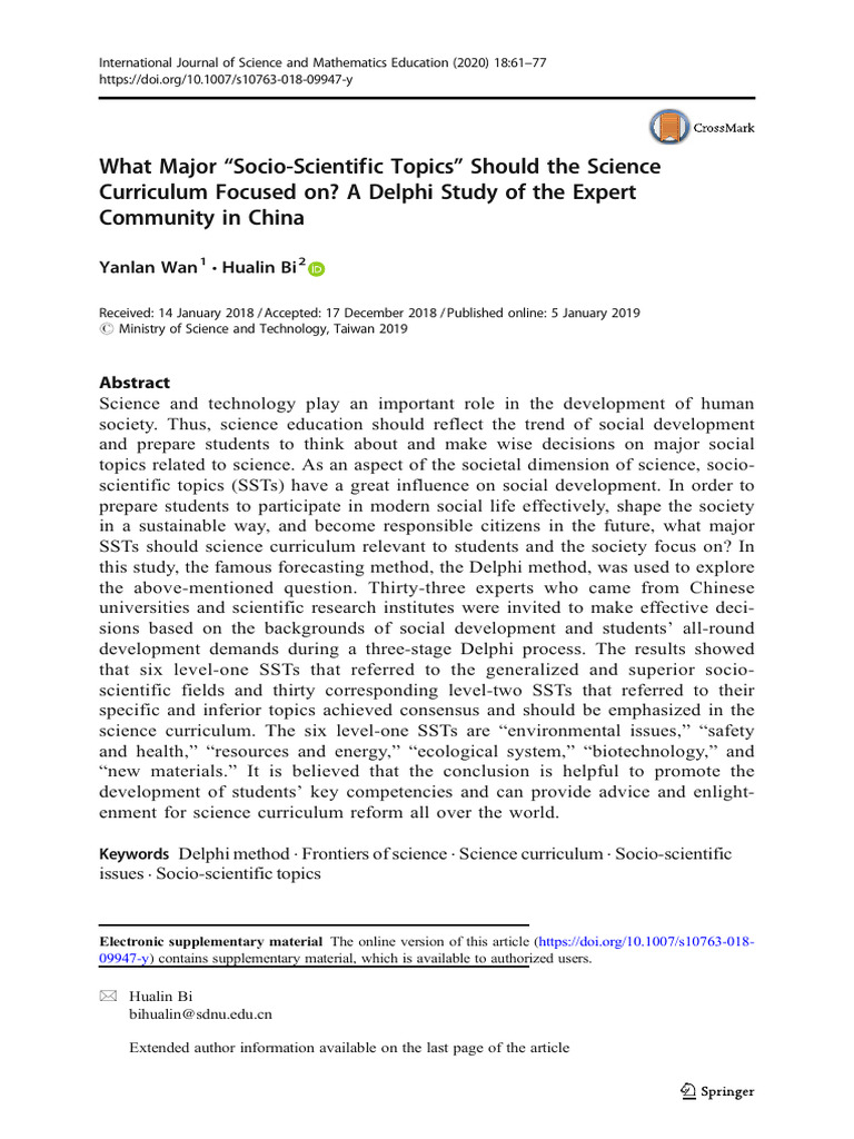 What Major "Socio-Scientific Topics" Should The Science Curriculum ...