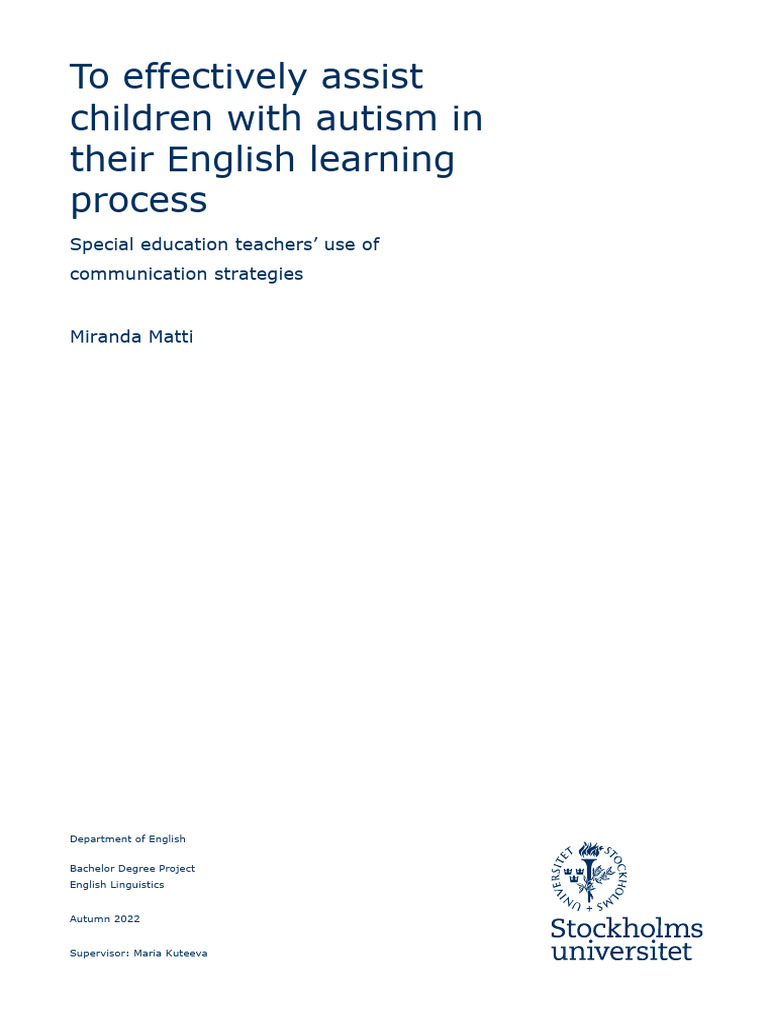 To Effectively Assist Children With Autism in Their English Learning ...