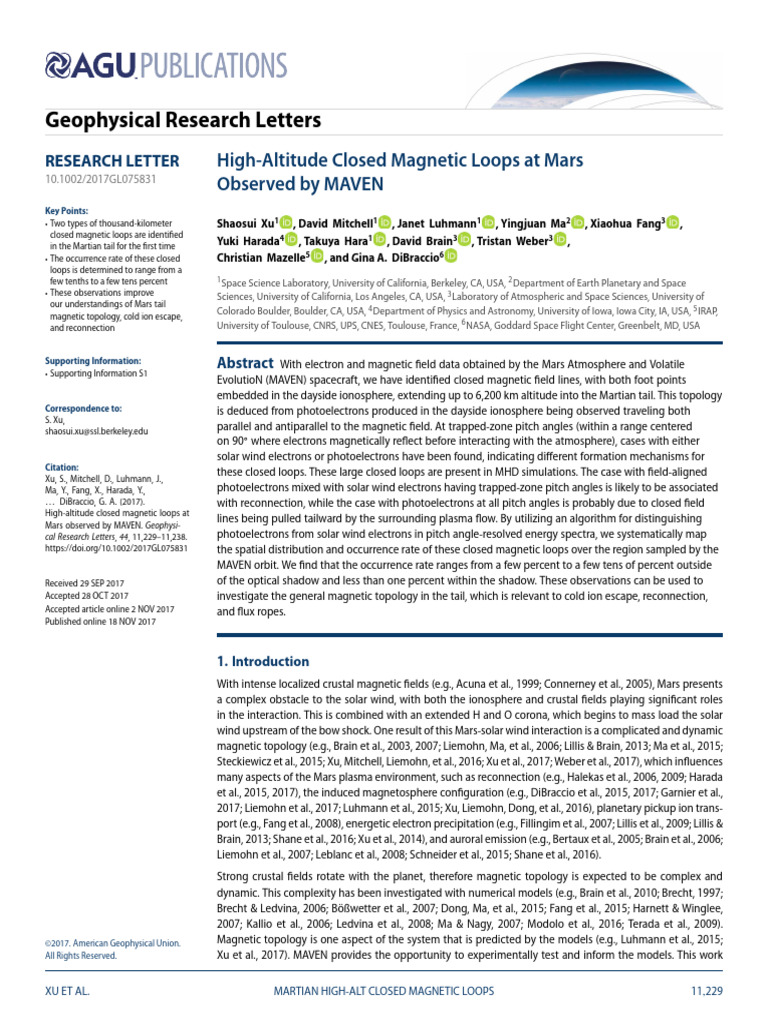 Xu 2017 GRL | PDF | Solar Wind | Ionosphere