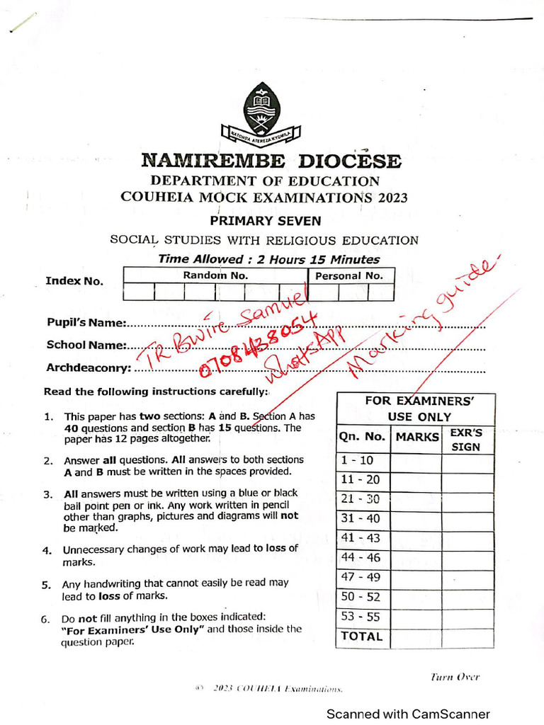 p7 SST Mocks Marking Guide | PDF