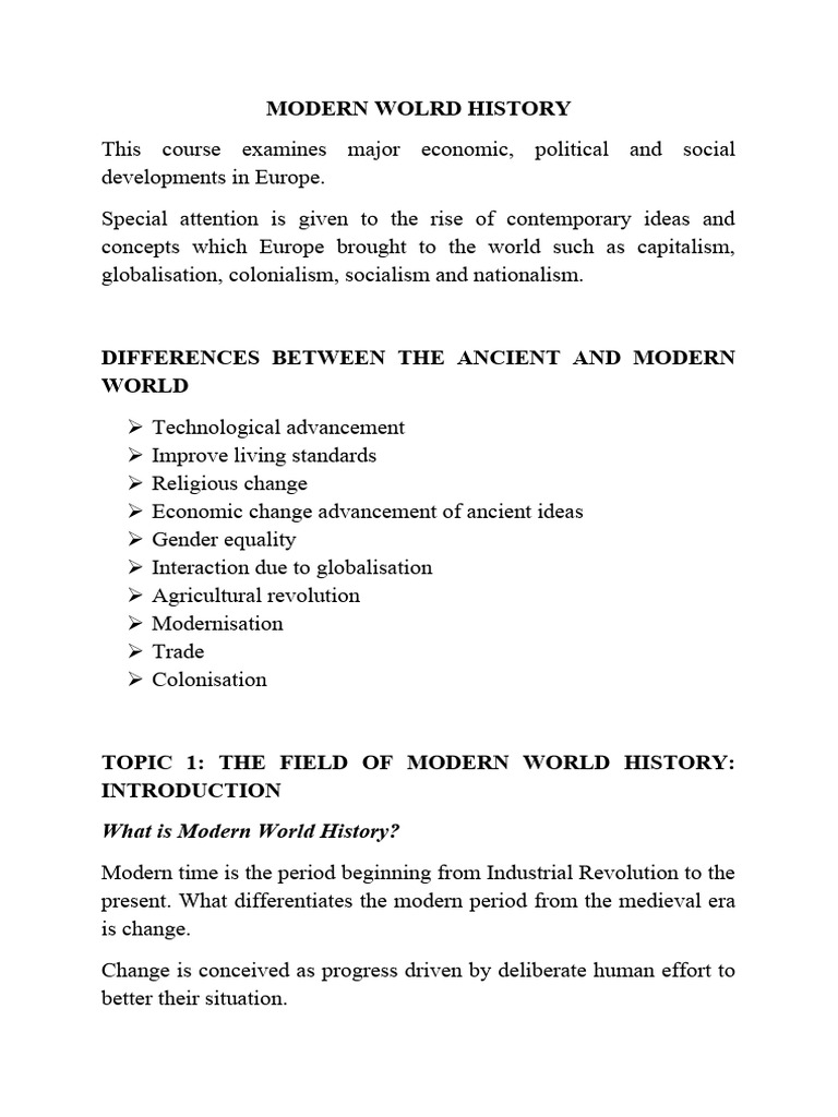 intro-MODERN WOLRD HISTORY | PDF | Europe | Globalization