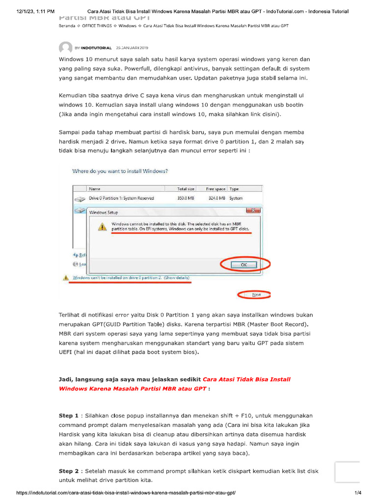 MBR & GPT Partition Disk | PDF