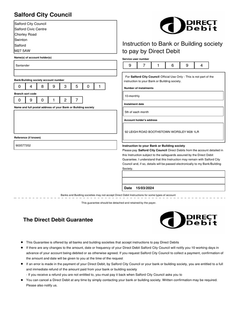 Council Tax Direct Debit Setup | PDF | Debit Card | Money