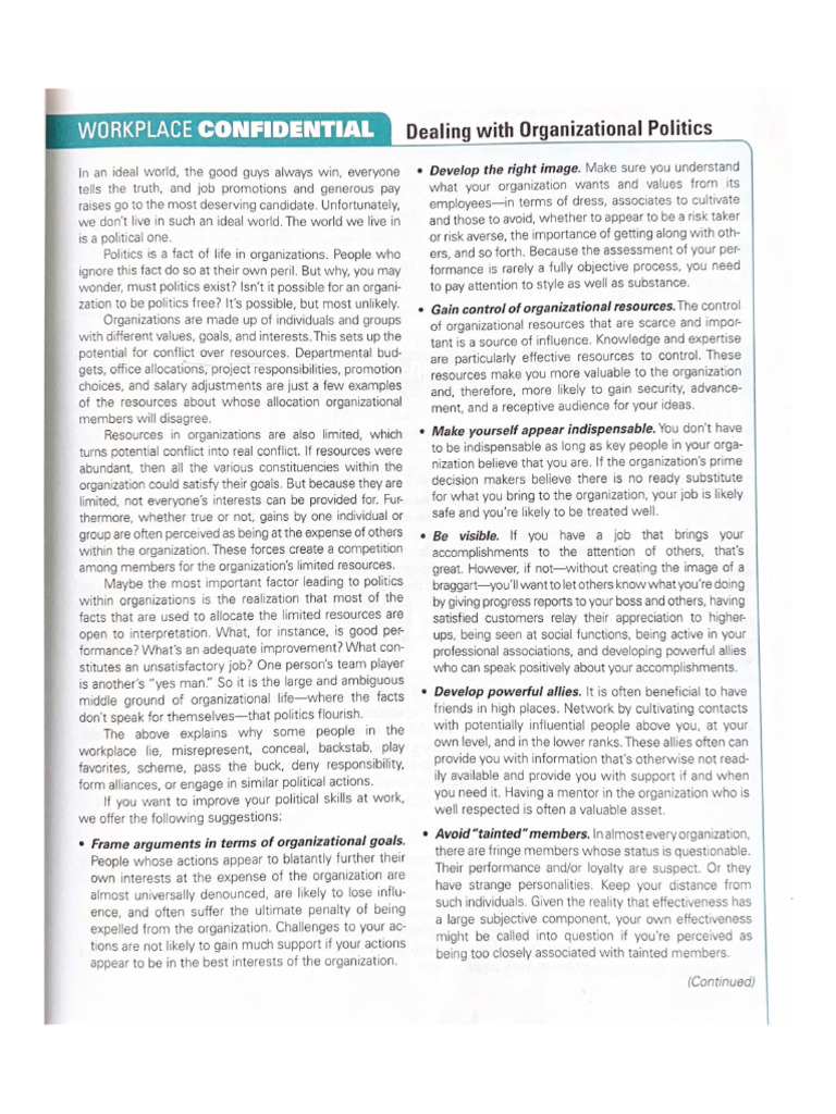 CH 1. Workplace Confidential | PDF