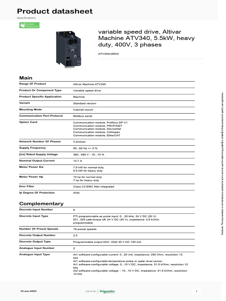 Schneider Electric - Altivar-Machine-ATV340 - ATV340U55N4 | PDF ...