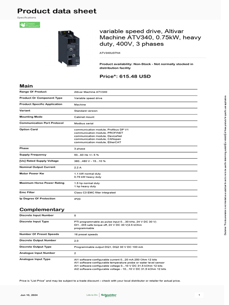 ATV340 Variable Speed Drive Overview | PDF | Computer Engineering ...