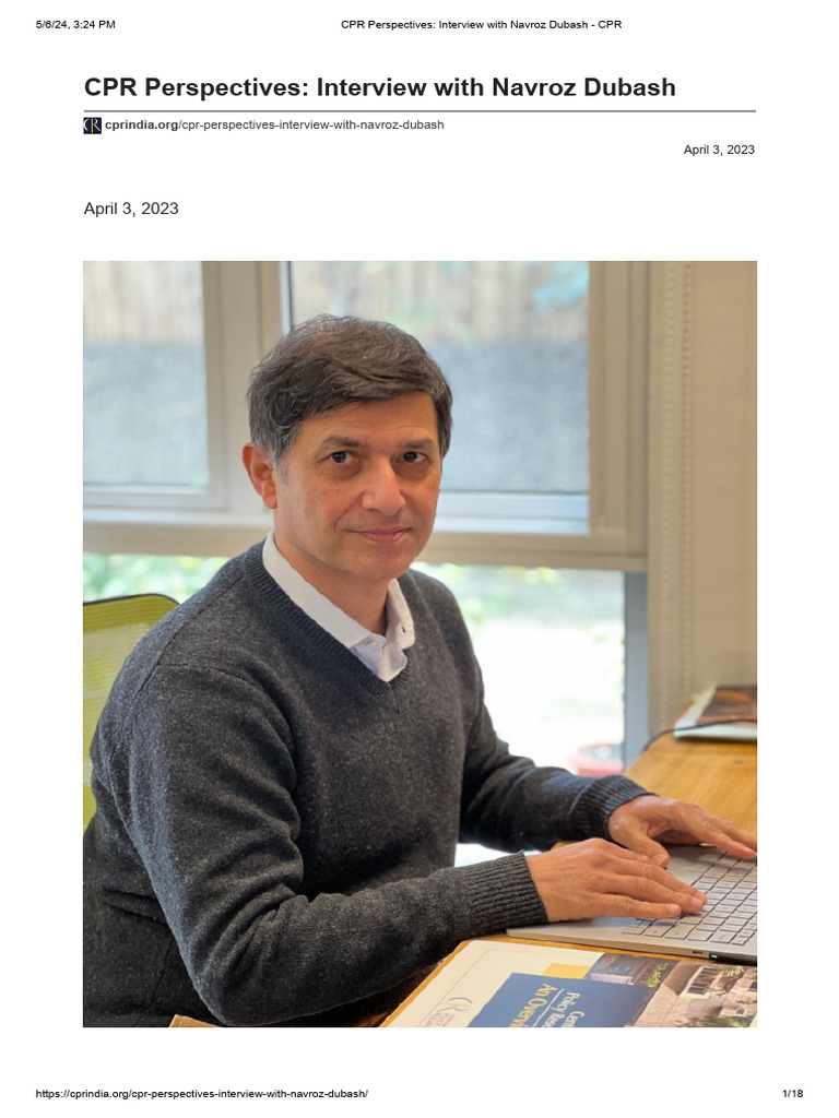 CPR Perspectives - Interview With Navroz Dubash - CPR | PDF | Climate ...