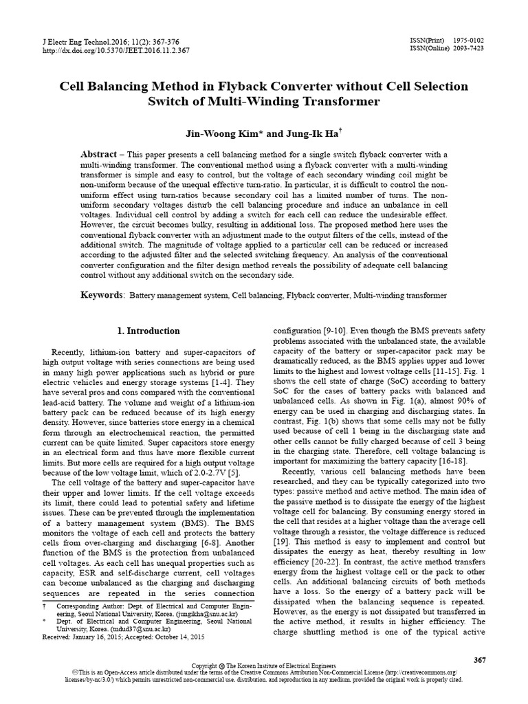 Cell Balancing Method in Flyback Converter Without Cell Selection ...