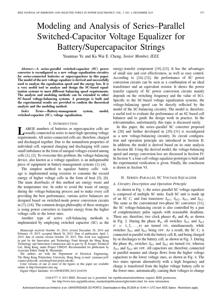 Modeling and Analysis of Series-Parallel Switched-Capacitor Voltage Equalizer For ...