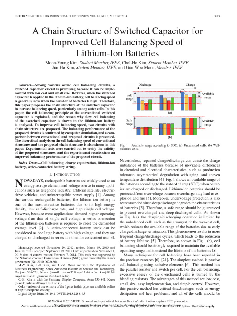 A Chain Structure of Switched Capacitor For Improved Cell Balancing ...