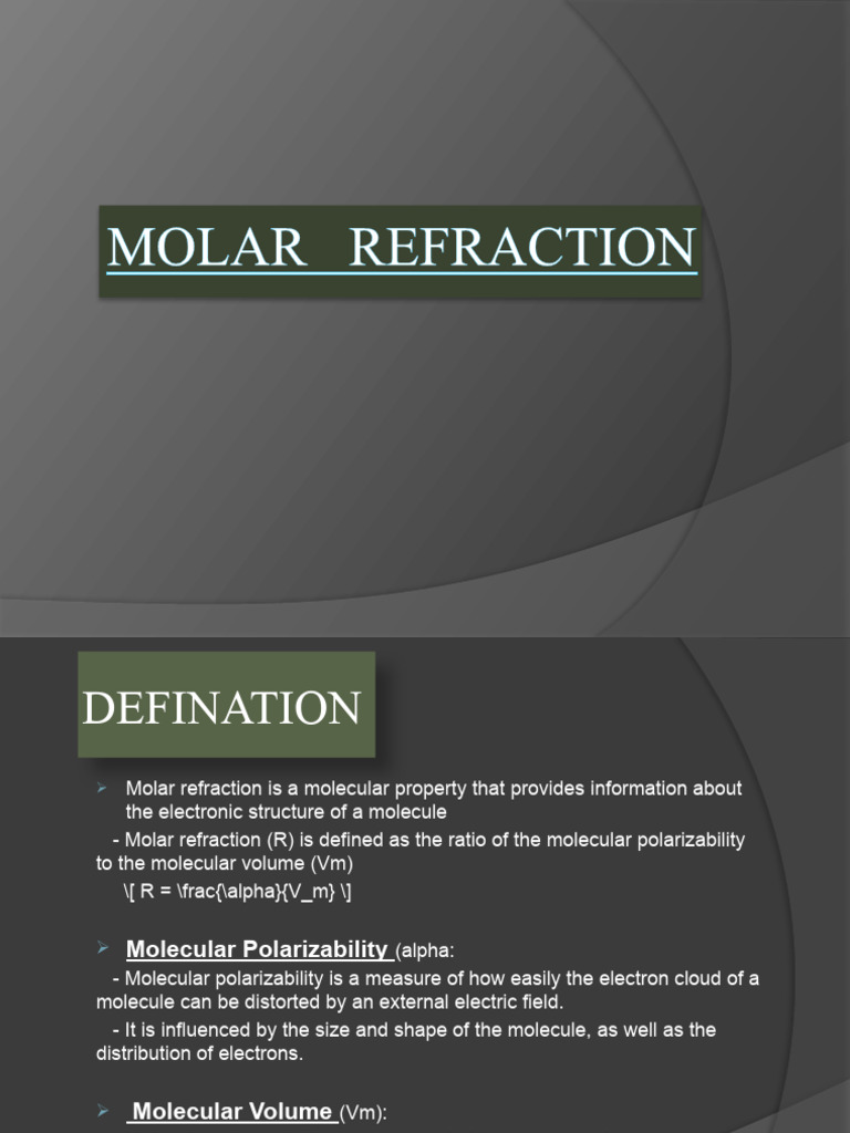 Molar Refraction | PDF | Mole (Unit) | Quantitative Structure–Activity Relationship