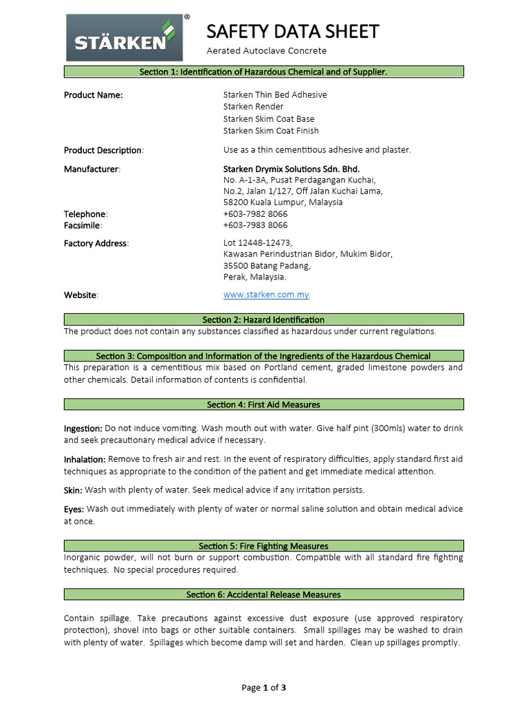 Starken Technical Data Sheet (TBA, Render, Skim Coat) | Download Free ...
