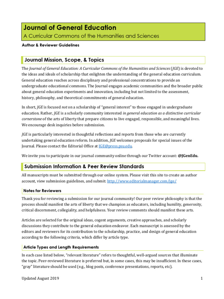 JGE Author Submission Guidelines | PDF | Academic Journal | Apa Style