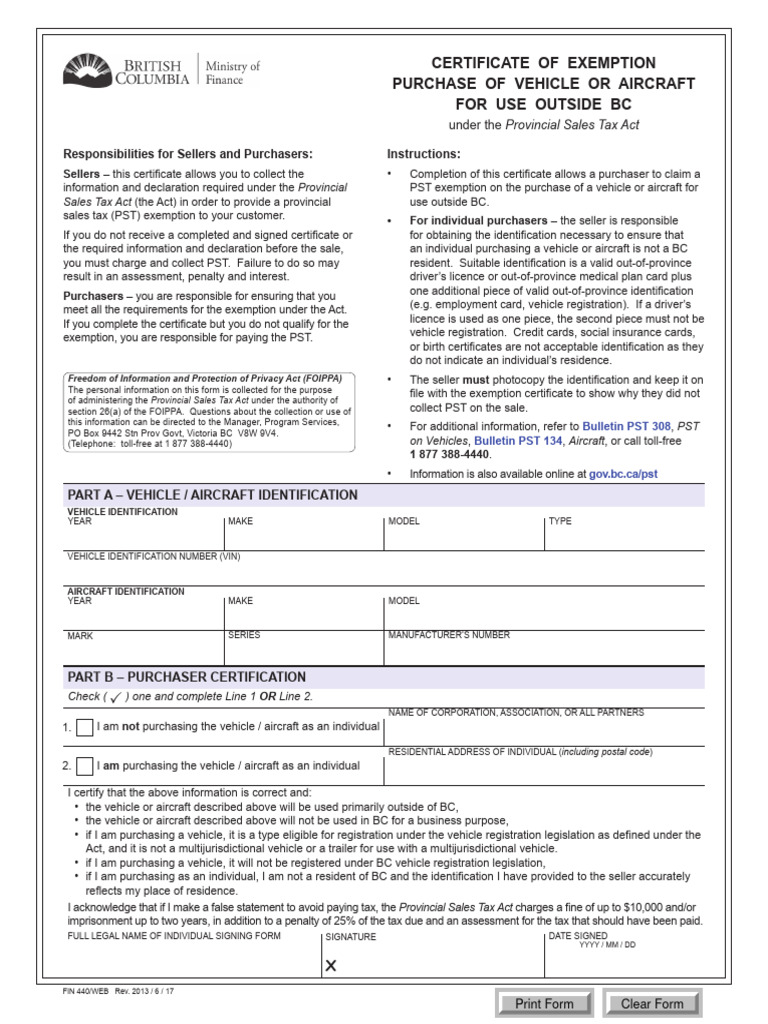 Canada Tax - Certificate of Exemption | PDF | Identity Document | Tax ...