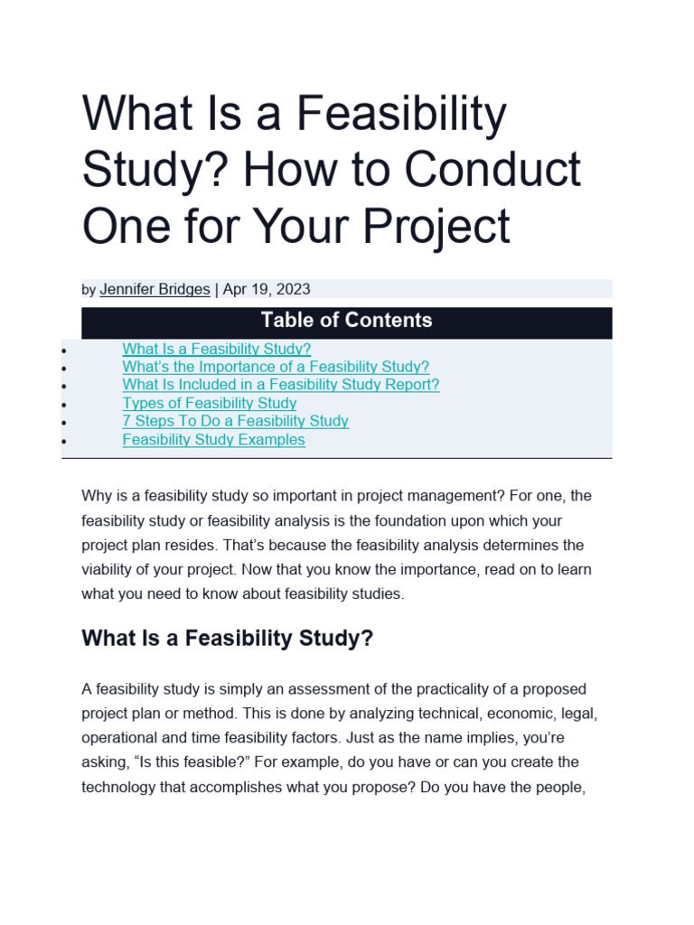 What is a Feasibility Study | Download Free PDF | Feasibility Study ...
