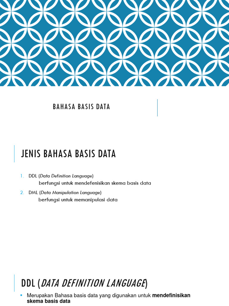 Jenis dan Contoh Bahasa Basis Data | PDF