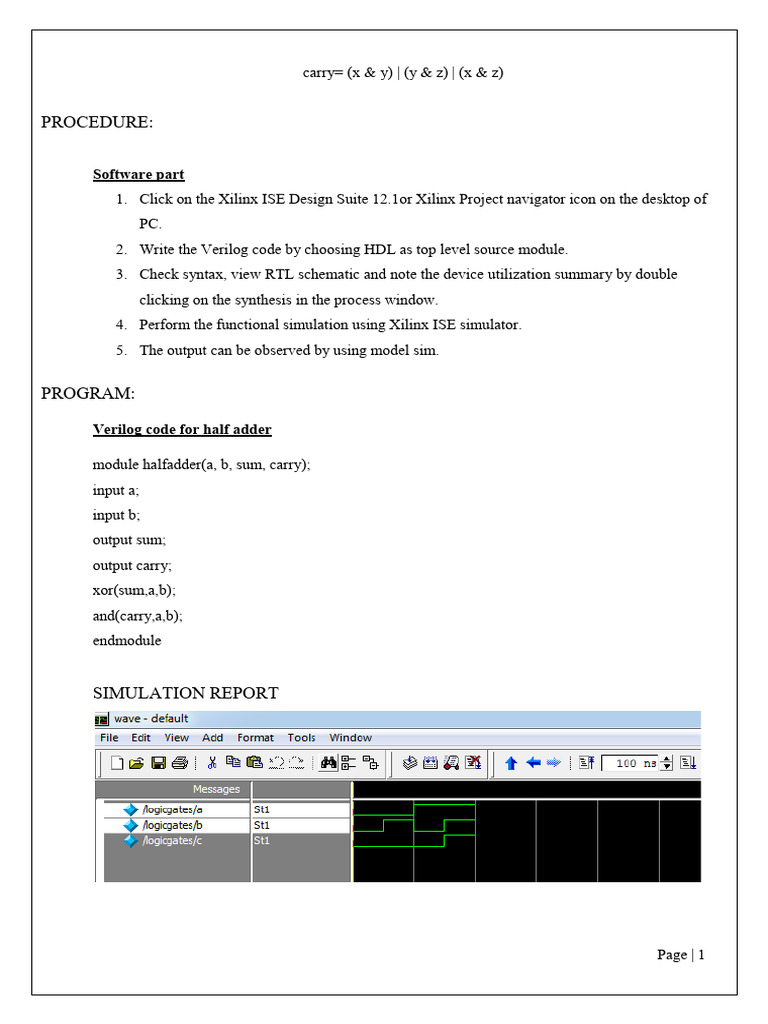 Vlsi Design Lab Observation Output | PDF | Hardware Description Language | Electronic Engineering