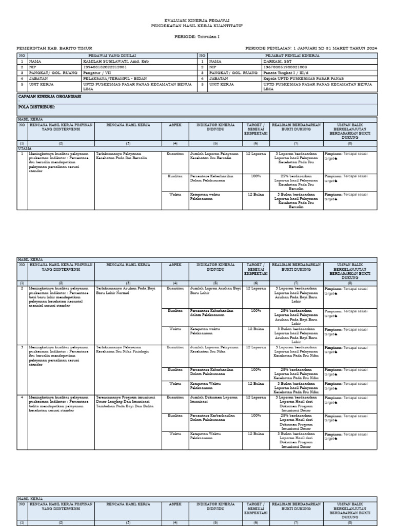 Rencana Aksi & Realisasi SKP Susi 2024 | PDF