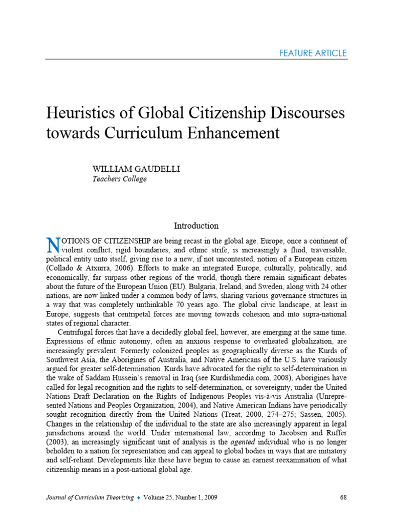 Global Citizenship Curriculum Insights | PDF | Cosmopolitanism ...