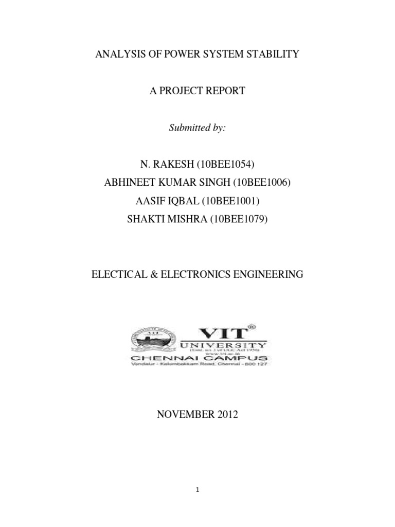 Final Report Power Systems, Generation | PDF | Stability Theory ...