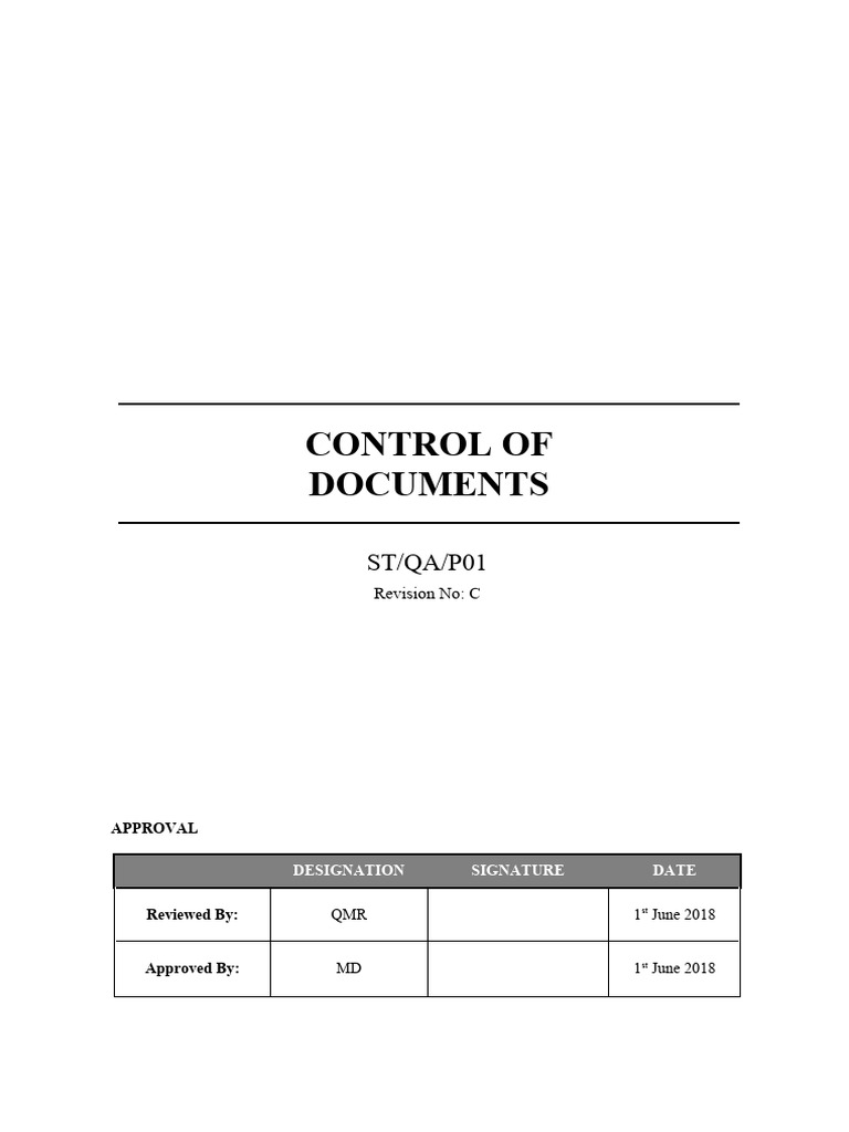 01 QA-P01 Control of Documents Rev C | PDF | Quality Management System ...