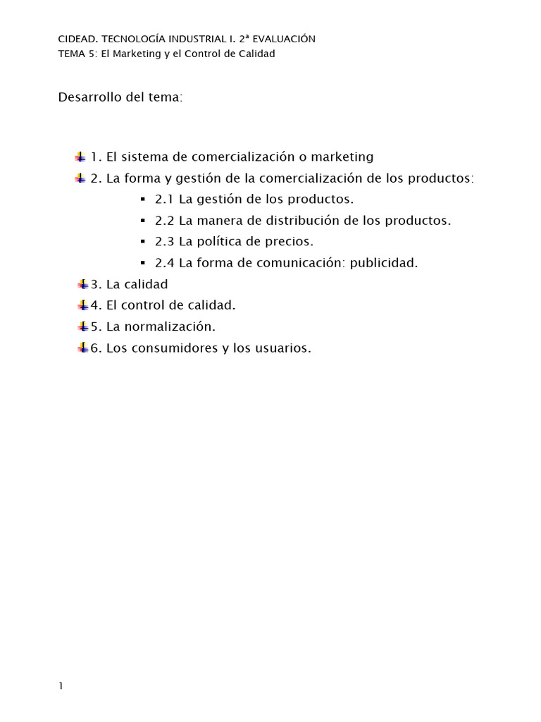 Tema5 Tecnología Industrial Marketing y Calidad | Descargar gratis PDF | Marketing | Calidad ...