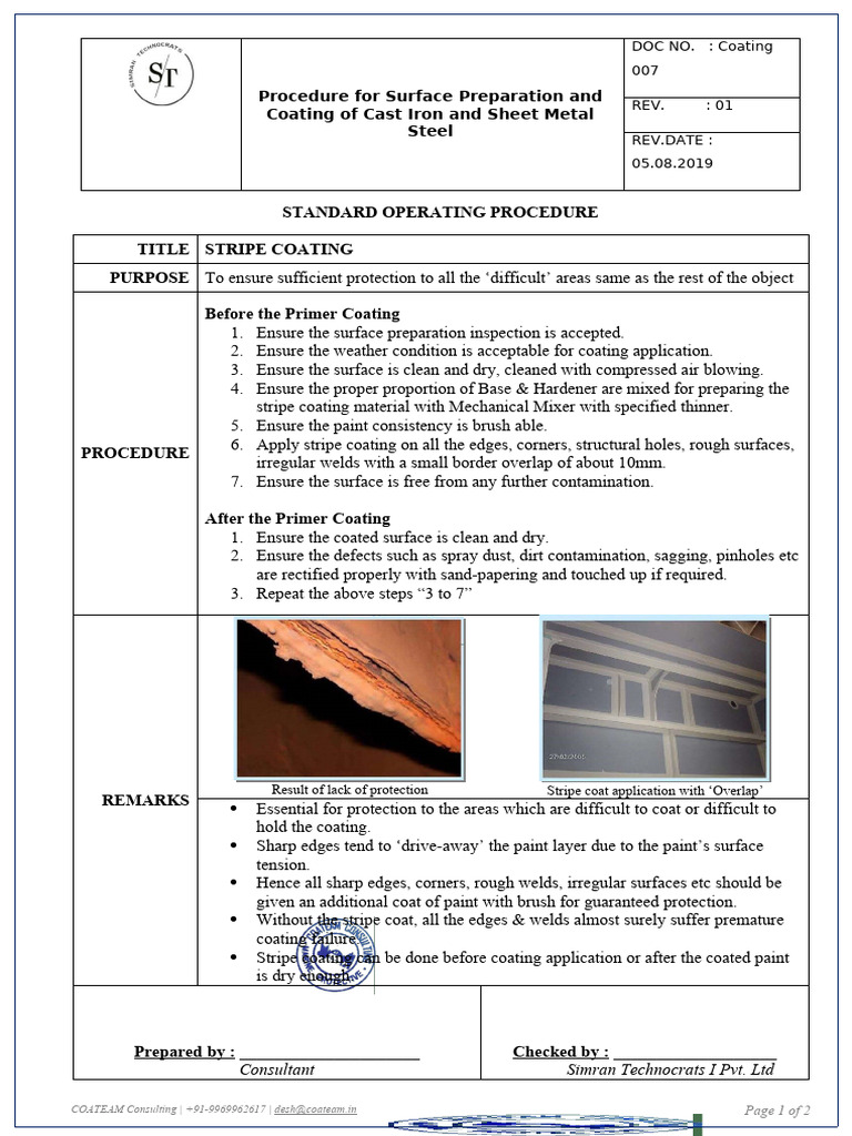 SOP Stripe Coating | Download Free PDF | Paint | Welding