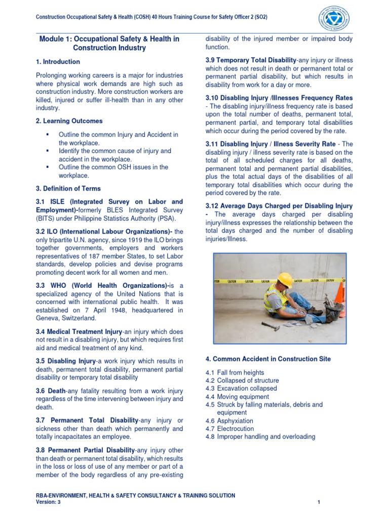 COSH Training Manual | PDF | Occupational Safety And Health | Causality